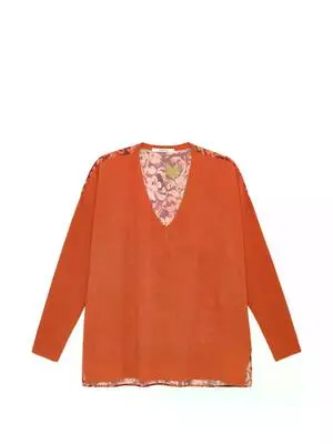 Malìparmi Floral-print V-neck Sweater - Orange