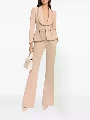 Elisabetta Franchi Satin-trim Peplum Jacket - Neutrals