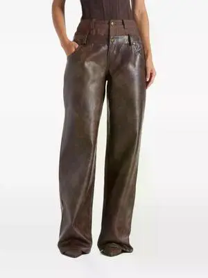 Manière De Voir Double-waistband Leather Trousers