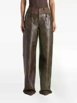 Manière De Voir Double-waistband Leather Trousers