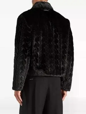 Manière De Voir David Plush Cable Embossed Jacket - Black