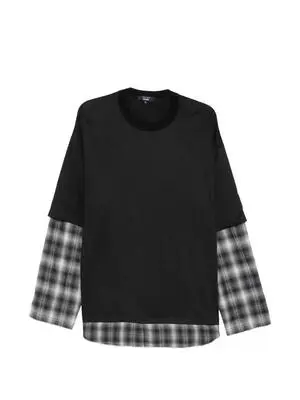 Comme Des Garçons Layered-design Check-pattern T-shirt - Black