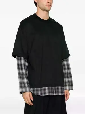Comme Des Garçons Layered-design Check-pattern T-shirt