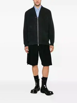 Comme Des Garçons Ribbed-knit Zip-up Cardigan - Blue