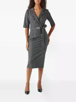 Pinko Pinstripe-pattern Logo-buckle Midi Dress