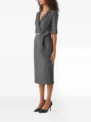 Pinko Pinstripe-pattern Logo-buckle Midi Dress