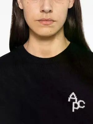 A.p.c. Logo-embroidered Crew-neck Sweater - Blue