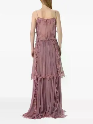 Blumarine Lace-trim V-neck Maxi Dress