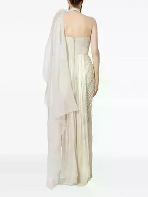 IRIS SERBAN Dolly Draped Silk Maxi Dress