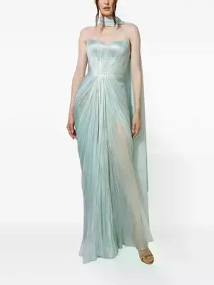 IRIS SERBAN Shany Metallic-silk Maxi Dress