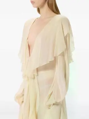 Blumarine Ruffled V-neck Maxi Dress