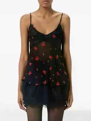 Blumarine Lace-trim Embroidered Top - Black