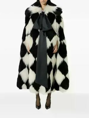 Blumarine Intarsia-knit Bow-detail Cape - Black