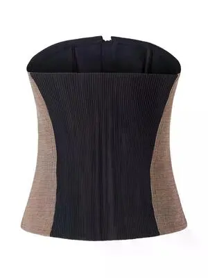 Pinko Houndstooth-pattern Zip-up Corset Top