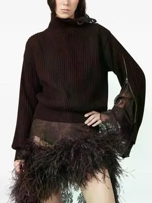 Giuseppe Di Morabito Lace-trim Ribbed-knit Sweater