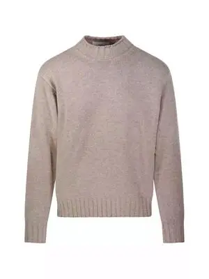 DUNST Distressed-edge Ribbed-trim Sweater - Neutrals