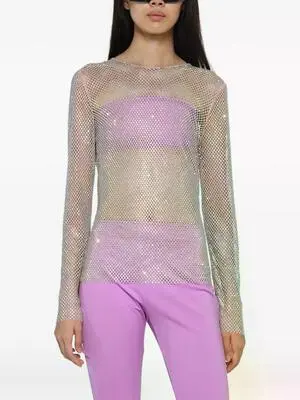 Giuseppe Di Morabito Rhinestone-embroidered Mesh Top - Silver