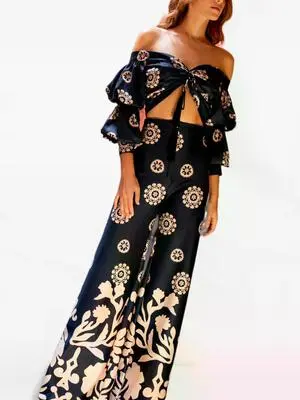 ANDRES OTALORA Zinu Cropped Off-the-shoulder Blouse