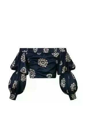 ANDRES OTALORA Zinu Cropped Off-the-shoulder Blouse