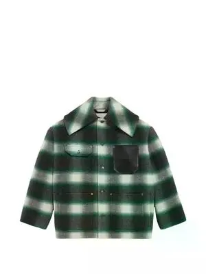 Balenciaga Check-pattern Wool Coat - Black