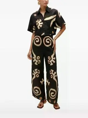 CALA DE LA CRUZ Manaos Abstract-print Linen Shirt
