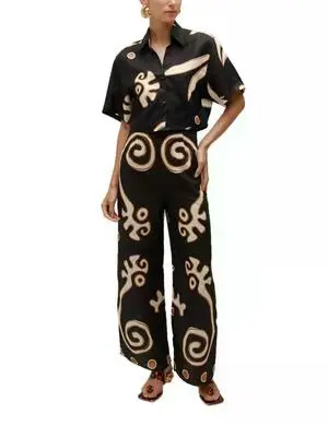 CALA DE LA CRUZ Manaos Abstract-print Linen Shirt