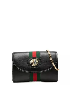 Gucci 2000-2015 Mini Calfskin Rajah Web Chain Crossbody Bag - Black