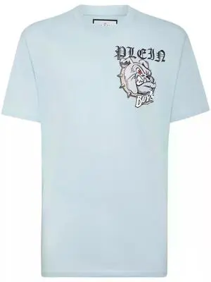 Philipp Plein Bulldogs Cotton T-shirt - Blue
