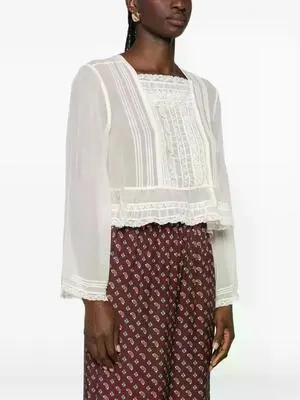 DÔEN Elodine Lace-trim Blouse - Neutrals