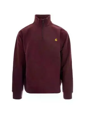 Carhartt Work In Progress Quarter-zip Logo-embroidered Sweater - Red