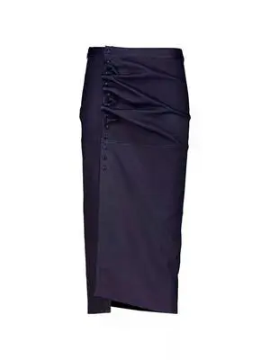 Rabanne Button-embellished Draped Leather Midi Skirt - Blue