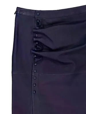 Rabanne Button-embellished Draped Leather Midi Skirt