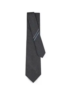 FERRAGAMO Gancini-pattern Silk Tie - Black