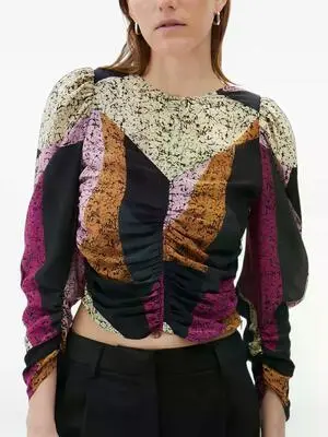 MARIA CHER Corja Paula Ruched Silk Top