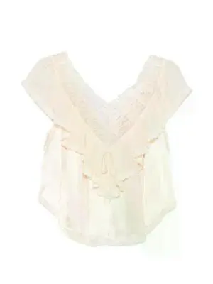 DÔEN Yadira Lace-trimmed Ruffled Blouse