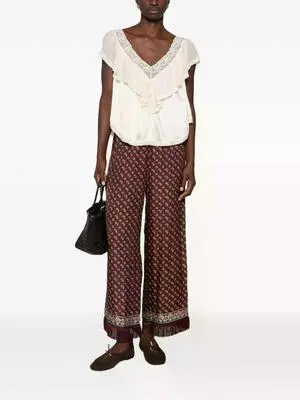 DÔEN Yadira Lace-trimmed Ruffled Blouse