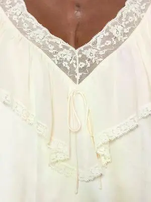 DÔEN Yadira Lace-trimmed Ruffled Blouse