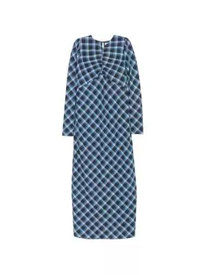 DÔEN Begonia Plaid-print Maxi Dress - Blue