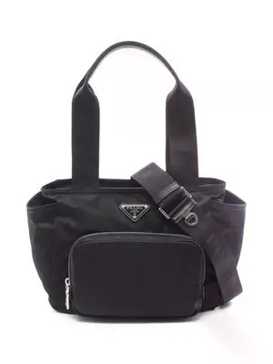 Prada 2013-2026 Saffiano Trimmed Tessuto Satchel - Black