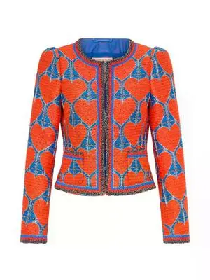 MAISON COMMON Heart-print Bouclé Jacket - Red