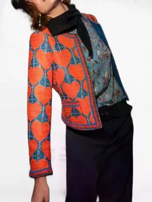 MAISON COMMON Heart-print Bouclé Jacket