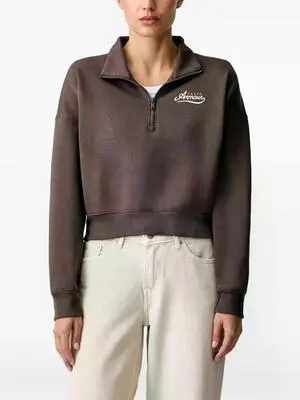 Under Armour Varsity Rival Fleece Logo-print Cropped Sweatshirt - Brown