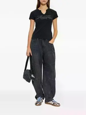 Adidas Logo-embroidered Panelled Jeans - Grey