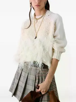 Liu Jo Sweater With Feathers And Sequins - Neutrals