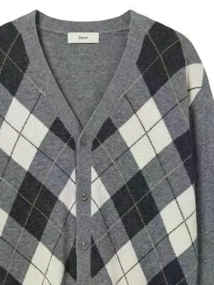 DUNST Argyle-intarsia V-neck Cardigan