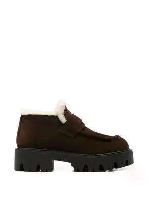 Prada Stride Shearling-trim Ankle Boots - Brown