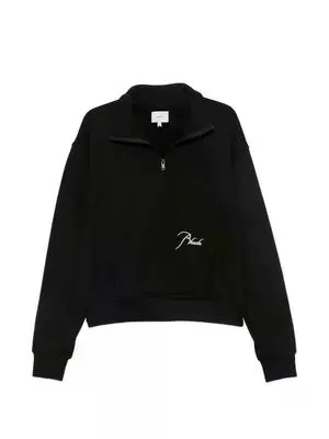 Rhude Logo-embroidered Quarter-zip Sweatshirt - Black