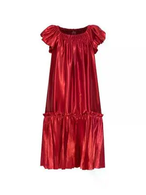 Noir Kei Ninomiya X Comme Des Garçons Ruffled Puff-sleeve Midi Dress - Red