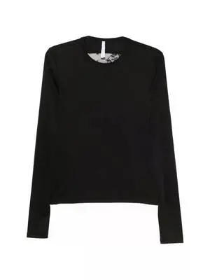 Imperial Lace-panel Long-sleeve T-shirt - Black