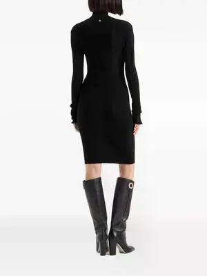 GENNY Sheer-panel Ribbed-knit Mini Dress